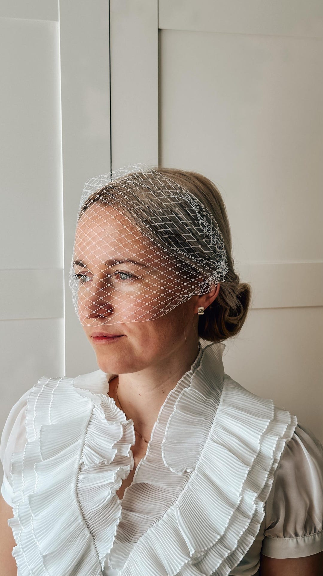 White Birdcage Bridal Veil: Vintage French Net Face Veil - Etsy