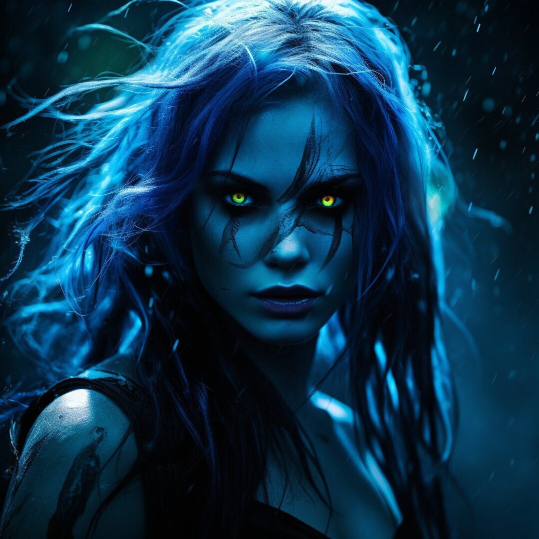 Darkness Woman Blue Digital Download, Digital Art, Horror, Movie, Cover ...