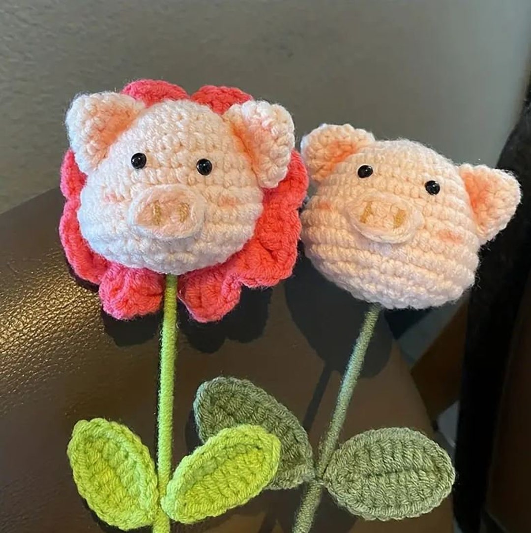 Crochet Cut Piggy Bouquet, Crochet Gift Decoration for Home, Car ...