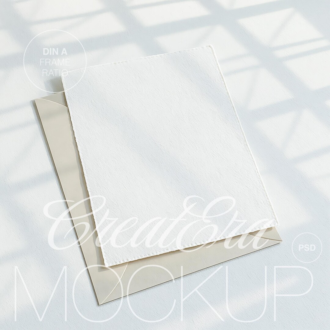 Textured Paper Card Mockup: Beige Envelope, DIN A, PSD (digital ...