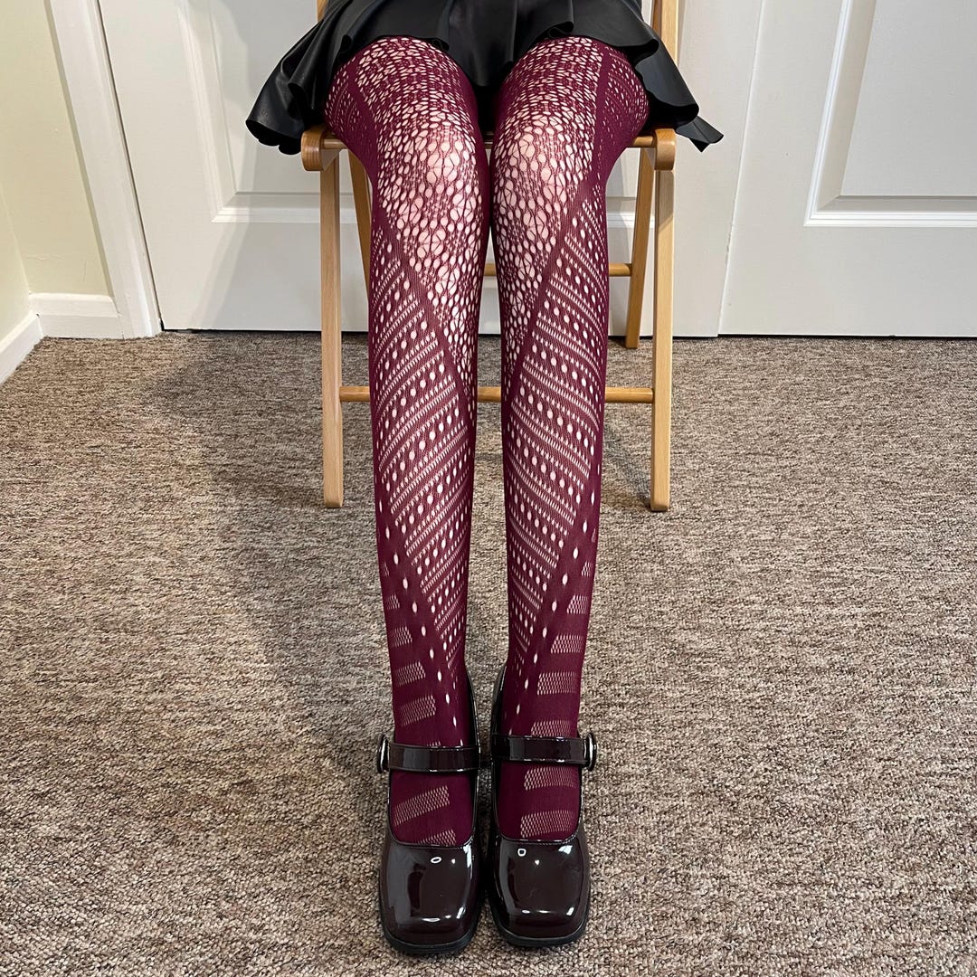 Shipped From England - Cherry Colour Patterned Fishnet Tights - Kawaii ...