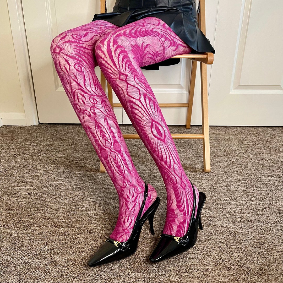 Shipped From England - Rose Fishnet Tights With Floral Patterns -rose ...