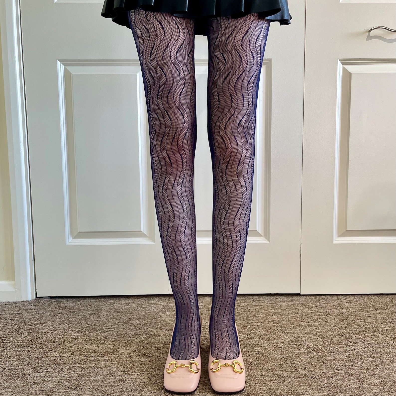 Shipped From England Sheer Blue Tights With a Wavypattern Women ...