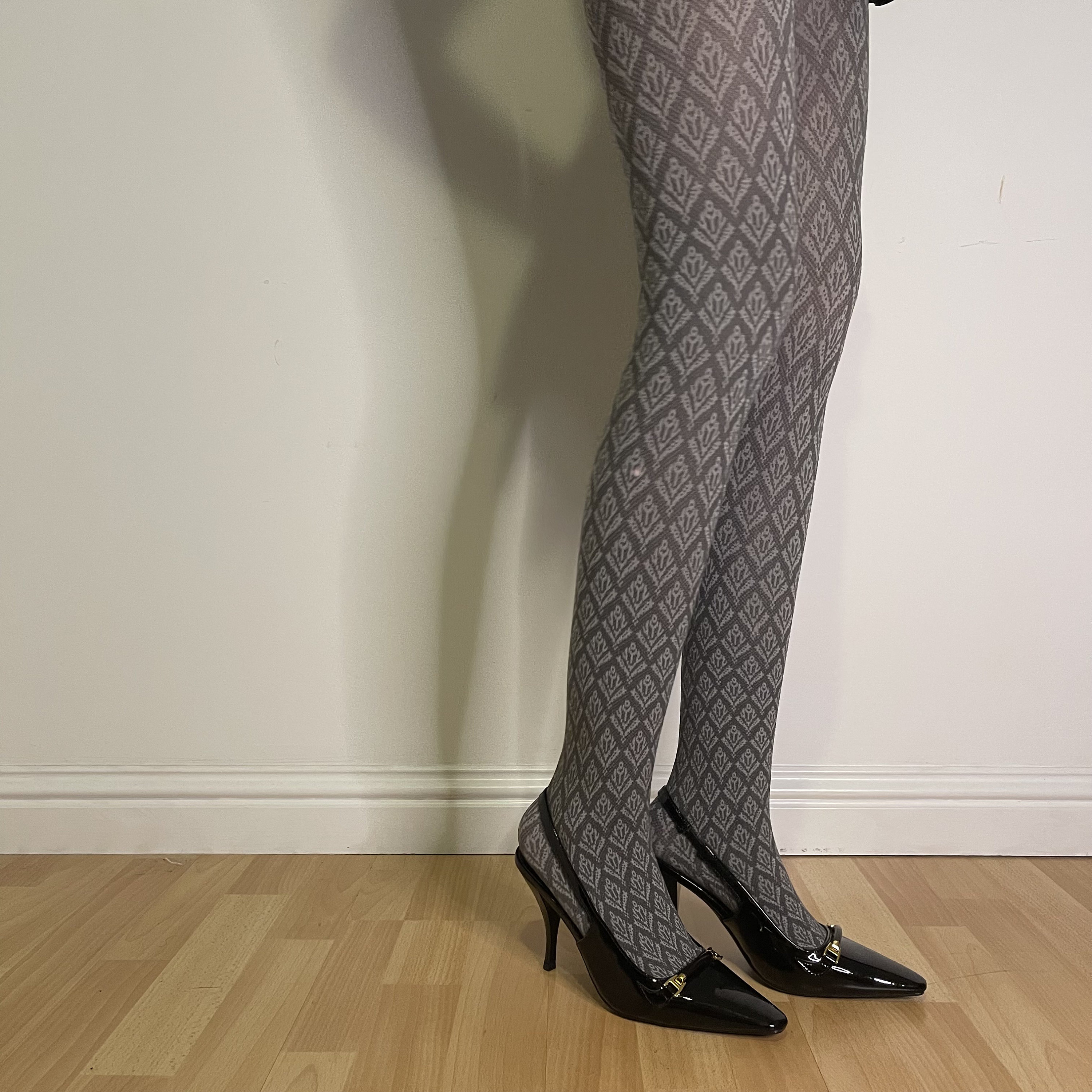 Shipped From England - Grey Patterned Tights - Comfort Tights - Women ...