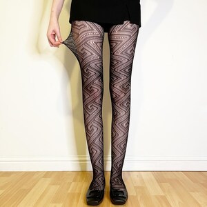 Shipped From England - Black Patternend Fishnet Tights - Comfort Tights ...