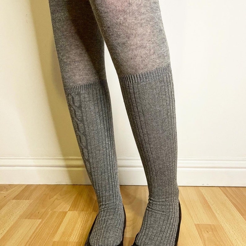 Shipped From England - Grey Knit Patterned Tights- Kawaii Tights - Comfy and Stretchy -patterned ...