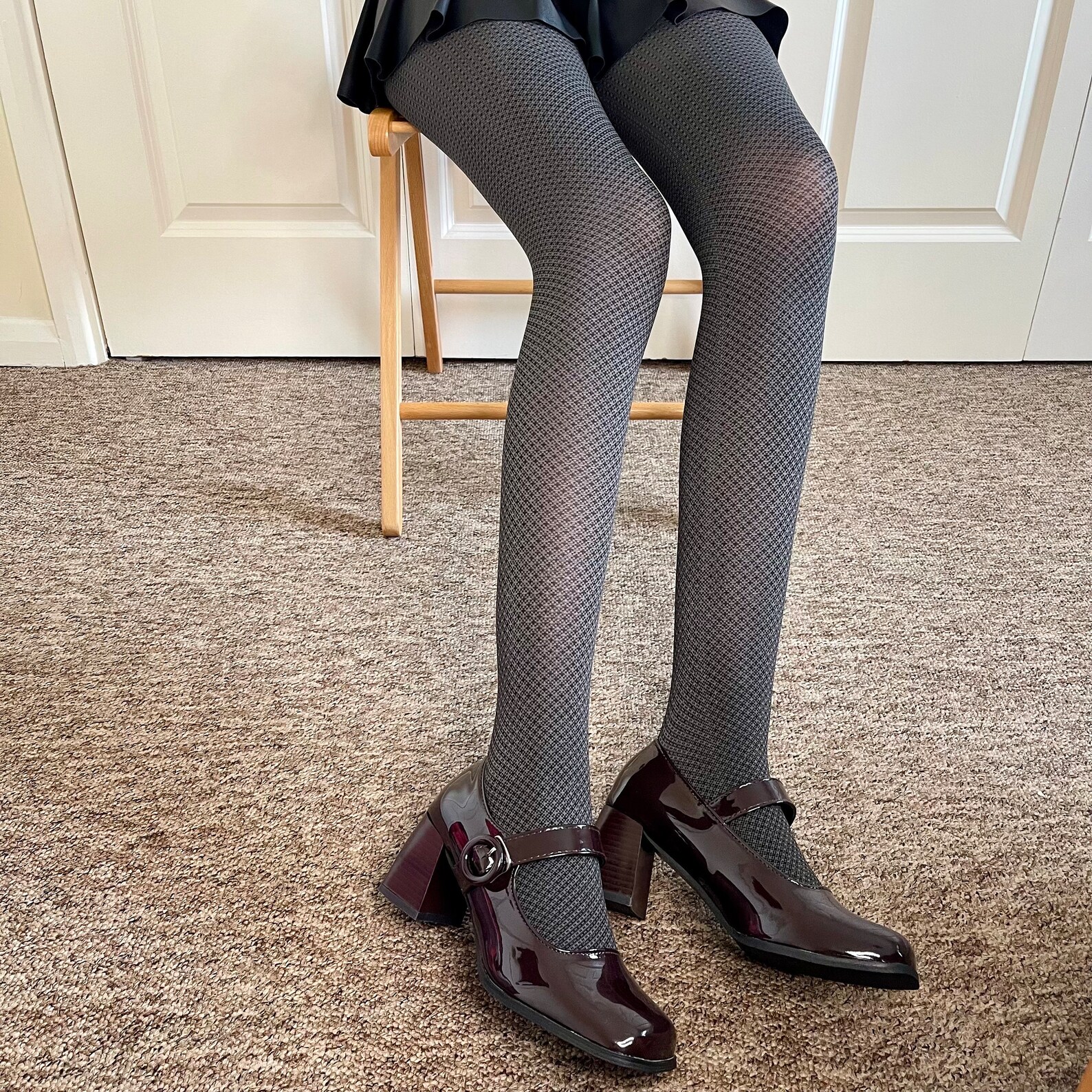 Shipped From England black Tights With Pattern soft and Comfy-dark Grey ...