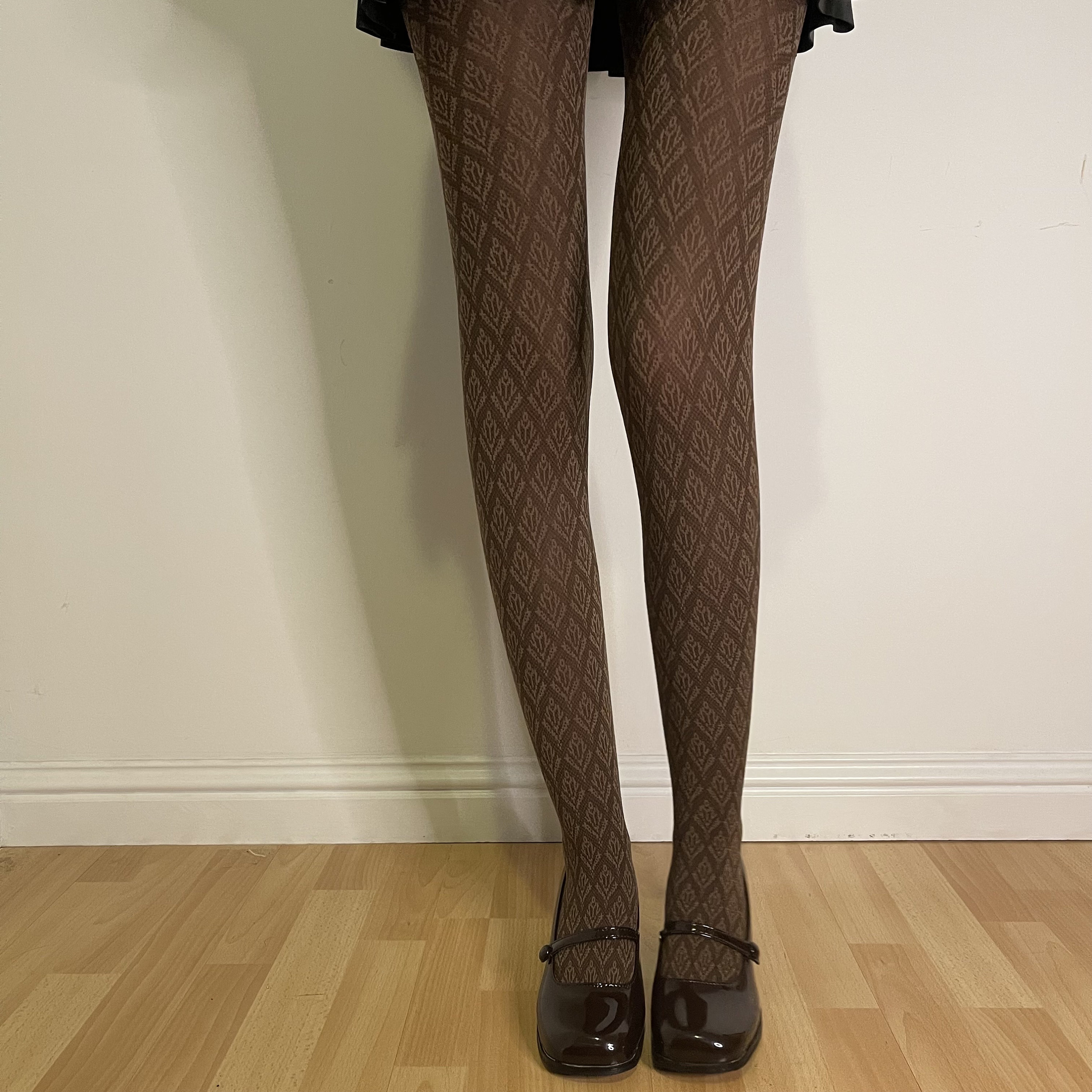 Shipped From England - Brown Patterned Tights - Comfort Tights - Women ...