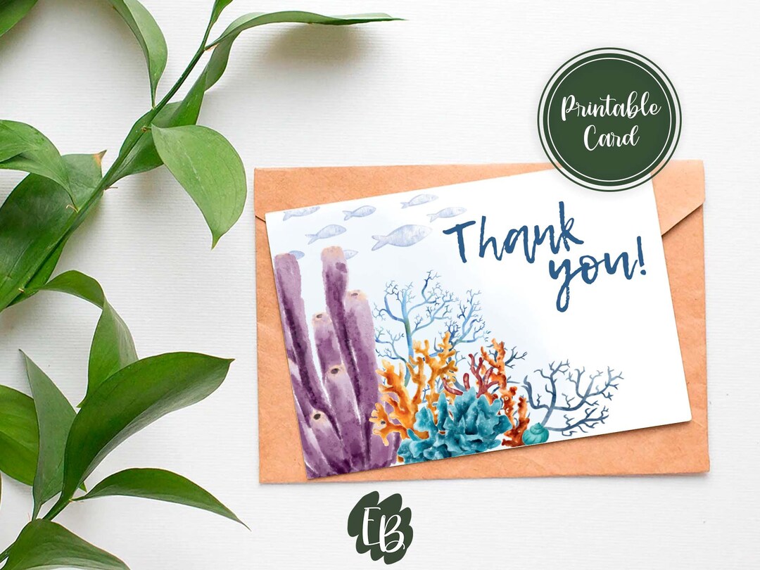 Printable Ocean Thank You Card - Etsy