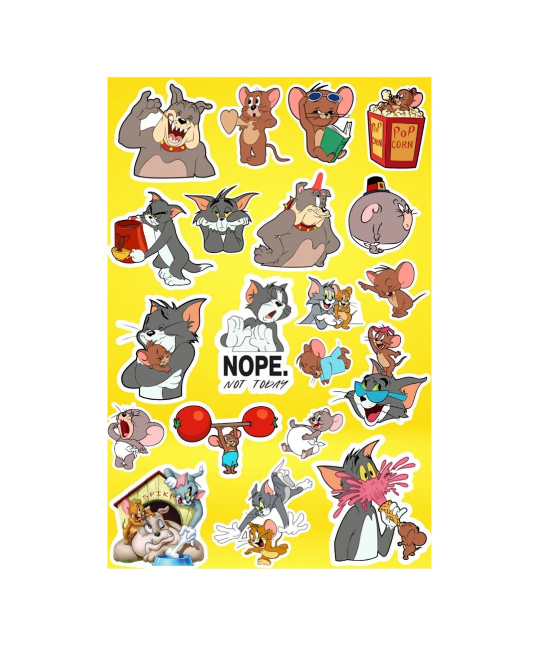 Tom and Jerry Designed Fun Sticker Set A4 Size Set of 20 Stickers - Etsy