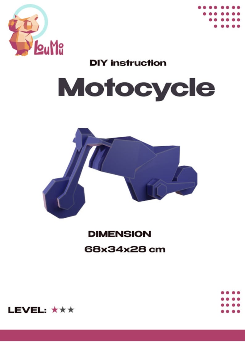 Motorcycle Motorbike 3D Papercraft Template PDF Download Assembly Guide ...