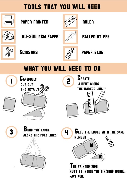 Motorcycle Motorbike 3D Papercraft Template PDF Download Assembly Guide ...