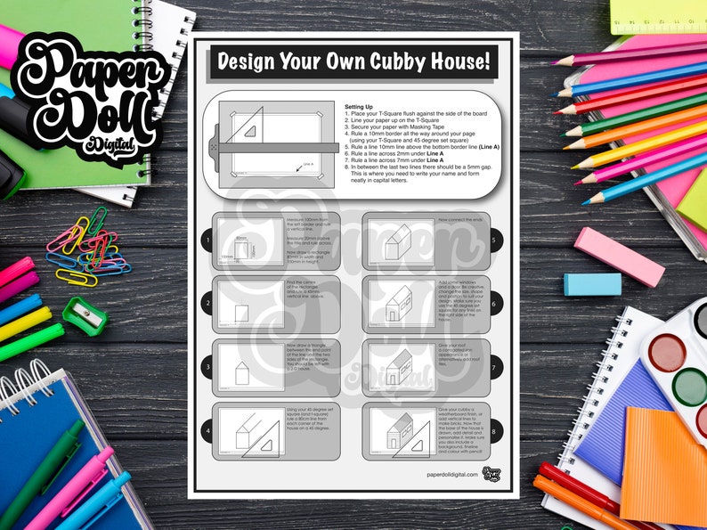 How to Draw a 3D Cubby House Printable Teaching Teacher Resource Art ...