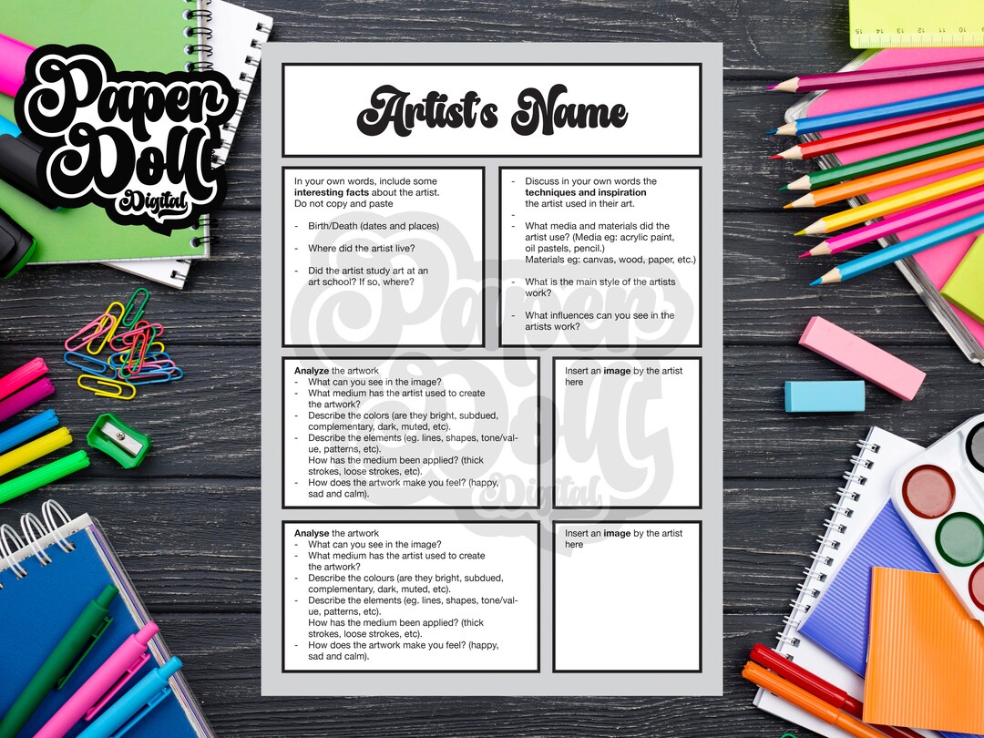 Art Analysis Checklist Worksheet Printable Teaching Teacher Resource ...