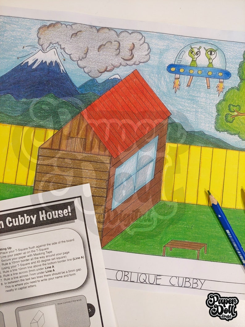 How to Draw a 3D Cubby House Printable Teaching Teacher Resource Art ...