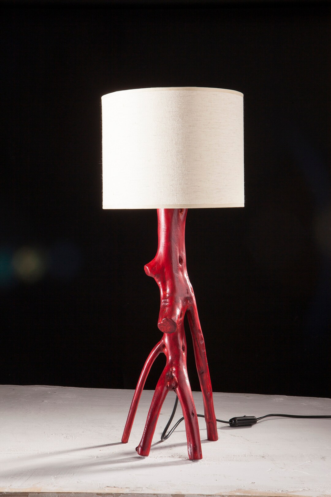 Recycle Olive Wood Red Table Lamp Luxury Home Decor - Etsy