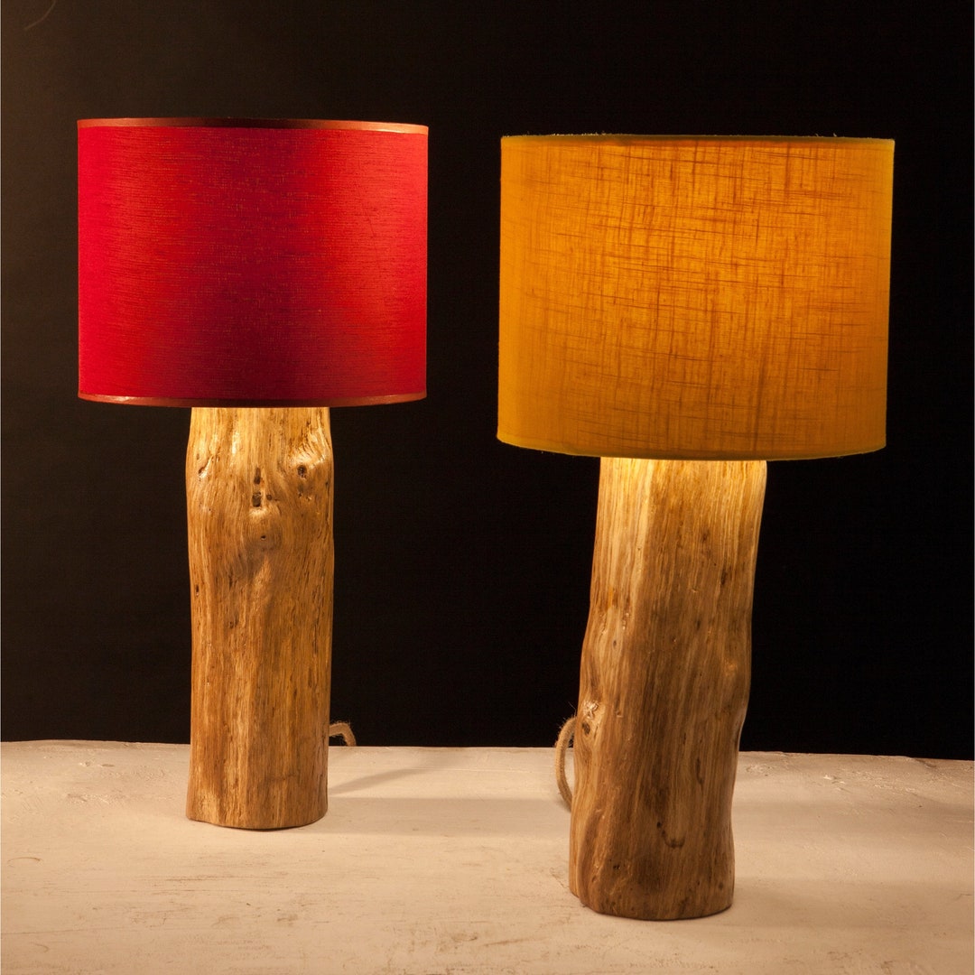 Oak Wood Lamps Handmade Rustic Home Decor Set of 2 - Etsy