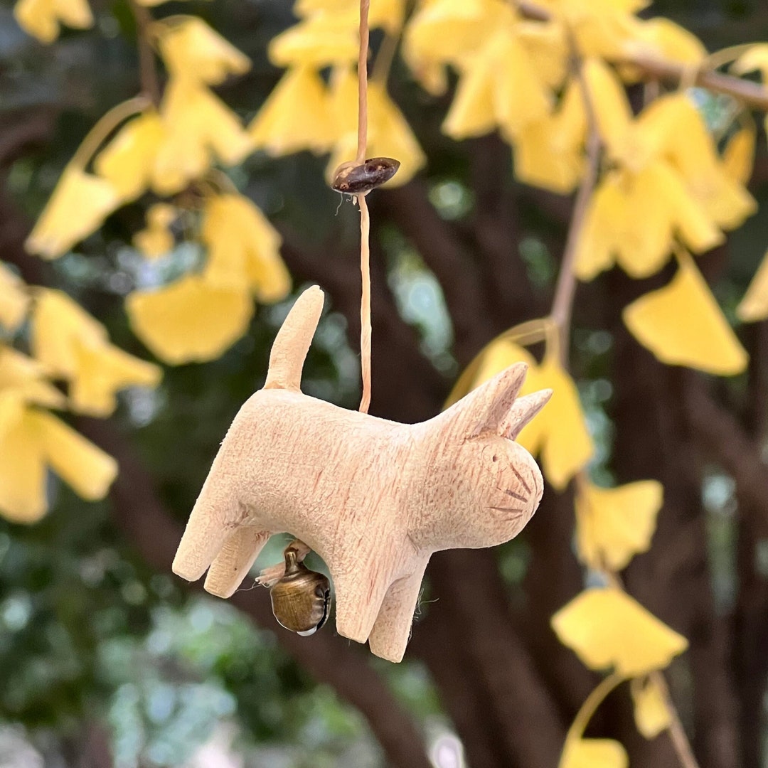 Handcrafted Wooden Cat Wind Chime | Animal Hanging Wind Chime |wood ...