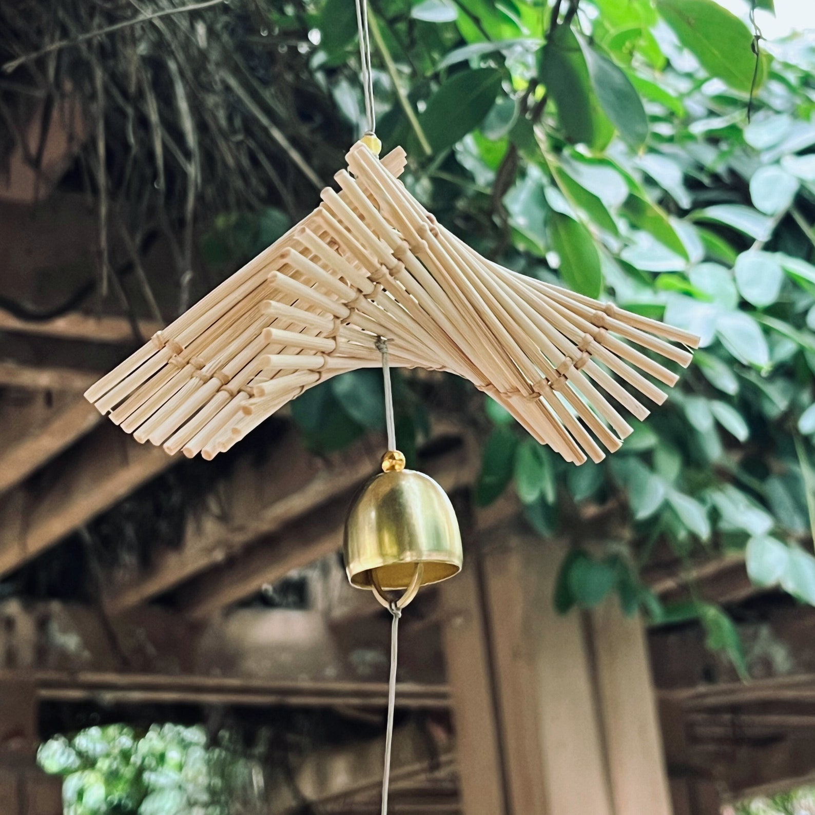 Handmade Bamboo Woven Copper Wind Chimes Wind Chimes Fusion of Art and ...