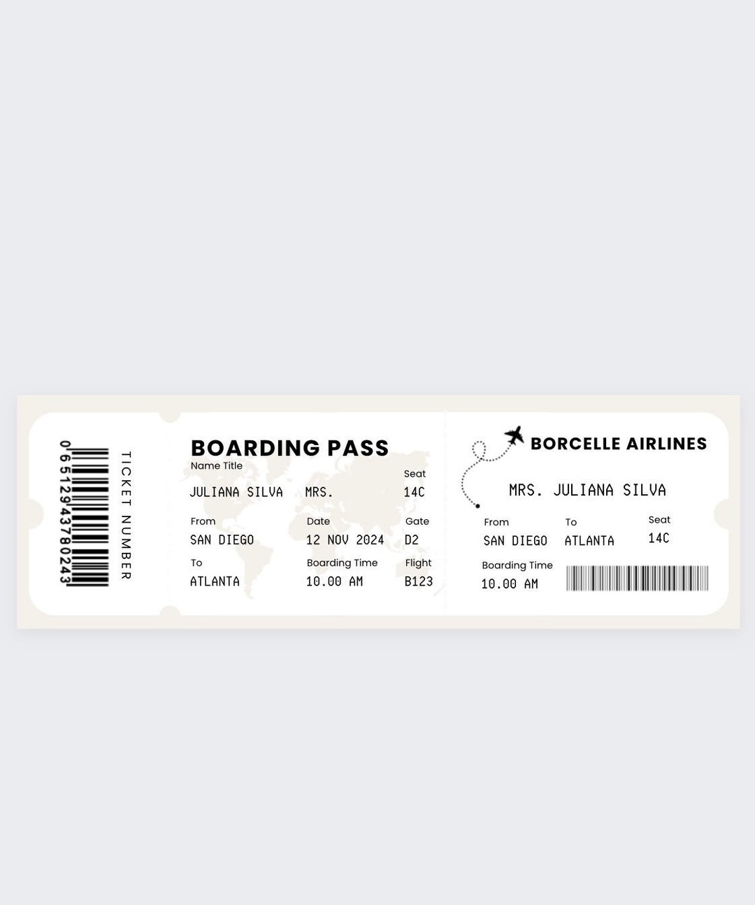Digital Customisable Boarding Pass - Etsy