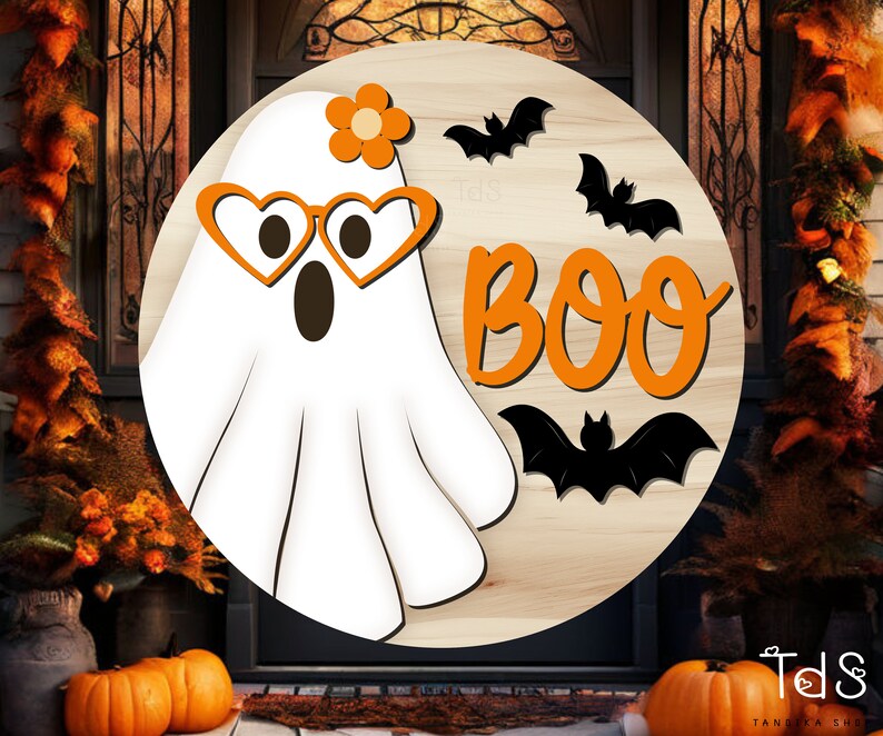 Cute Halloween Ghost Door Hanger Svg Cut File, Boo Sign, Cute Spooky ...