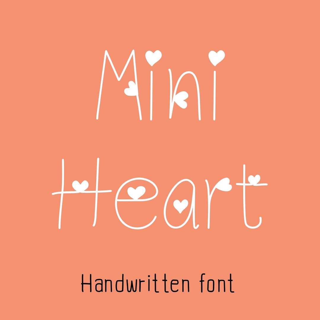 Mini full Heart Handwritten Font, Cute, Handwriting Font,note, Card ...
