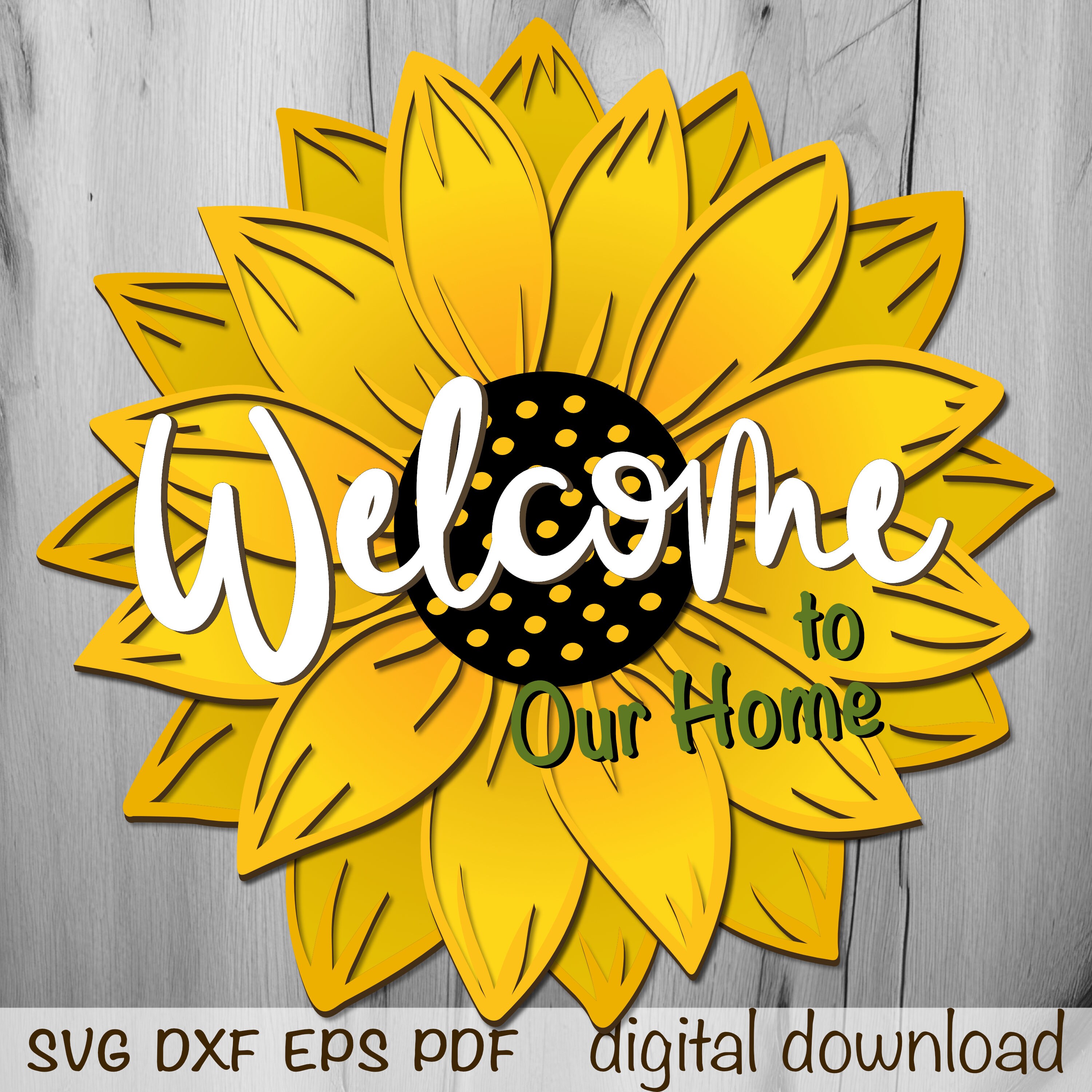 Sunflower Welcome Door Hanger Sign Svg Cut File, Fall Sign, Summer Sign ...