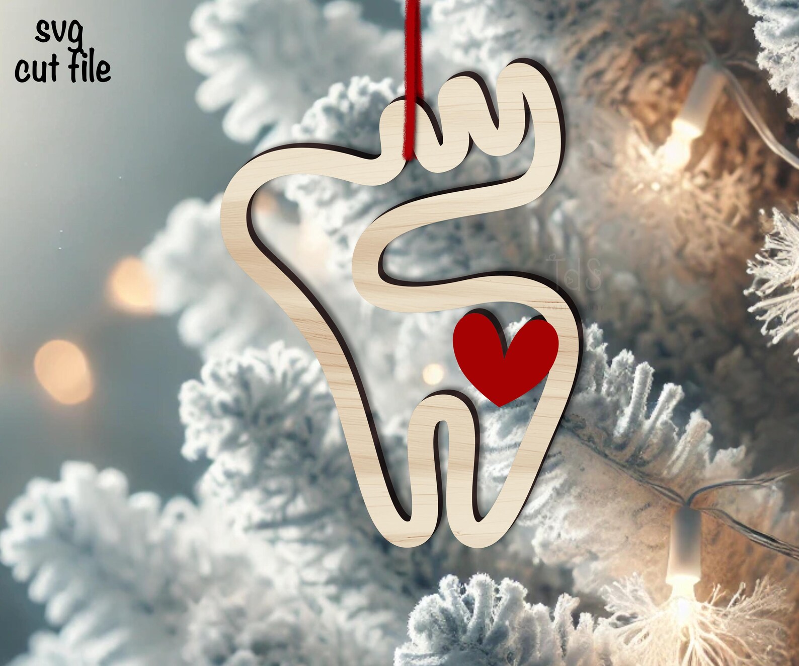 Cute Reindeer Ornament SVG Laser Cutting, Reindeer With Heart ...