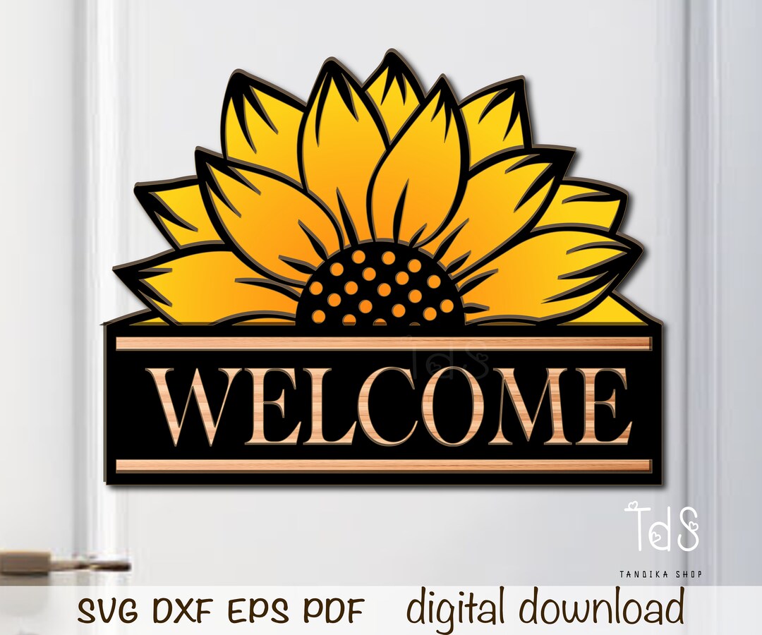 Sunflower Door Hanger Svg Cut File, Fall Door Sign, Summer Door Sign ...