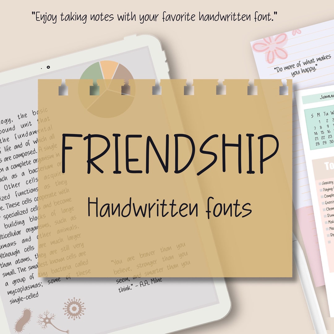 Neat Handwritten Fonts for Digital Planner and Student Note Taking Cute ...