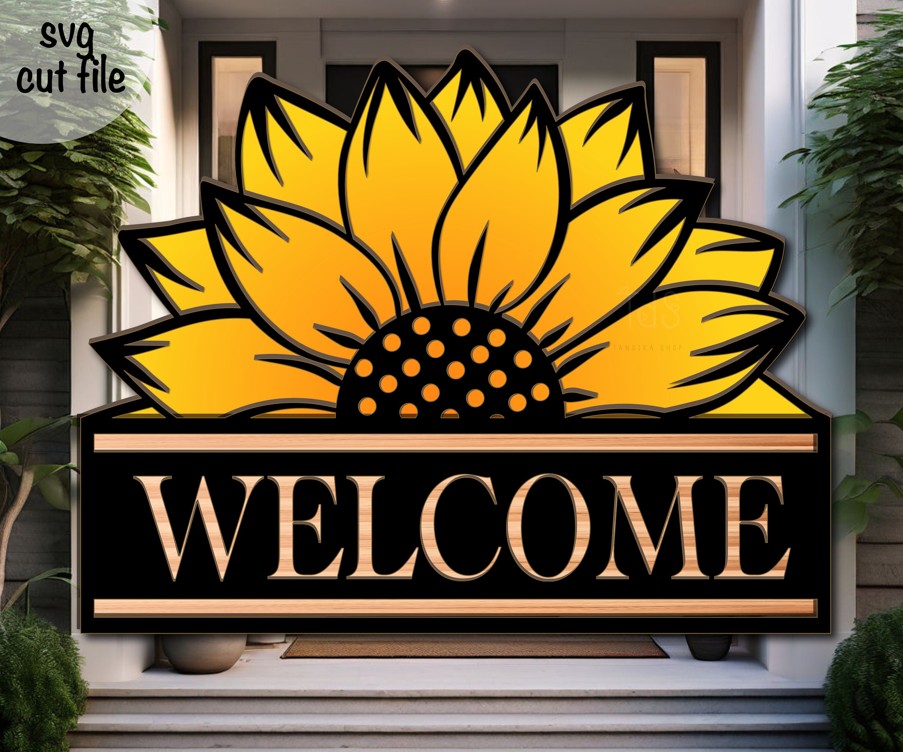 Sunflower Door Hanger Svg Cut File, Fall Door Sign, Summer Door Sign ...