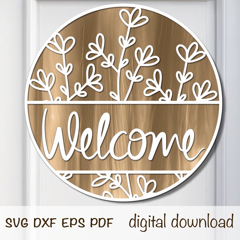 Wildflower Door Hanger Svg Cut File, Floral Round Sign, Fall Door Sign ...