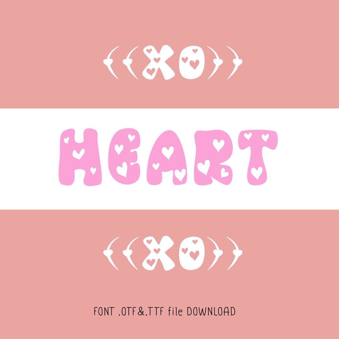 Heart Bold Font,bold Font, Retro Font, Textured Font, Procreate Fonts ...