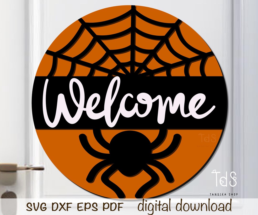 Spider Halloween Welcome Sign SVG: Laser Cut File (digital Download) - Etsy