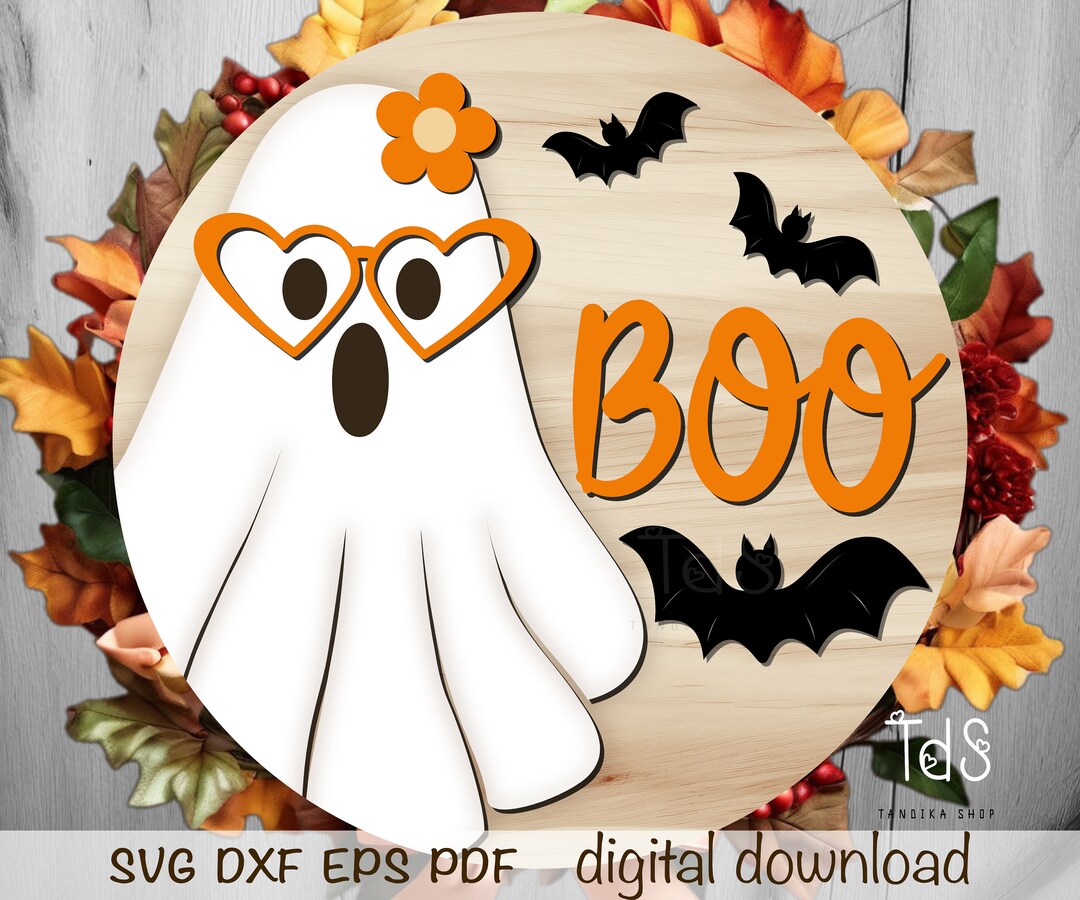 Cute Halloween Ghost Door Hanger Svg Cut File, Boo Sign, Cute Spooky ...