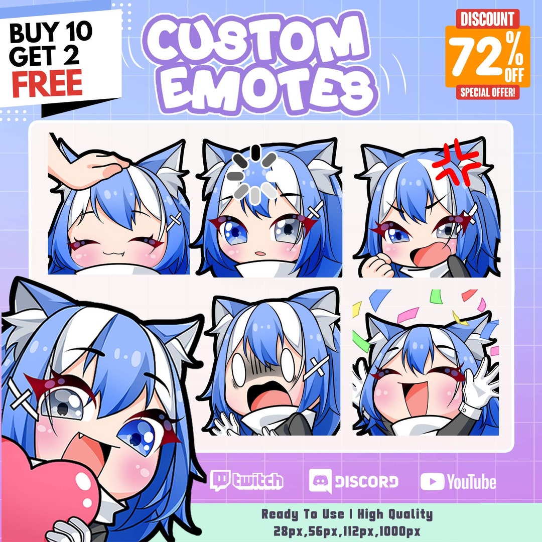 EMOTES TWITCH | Kawaii Streamer Emoji PNG for Vtubers and Gamers ...