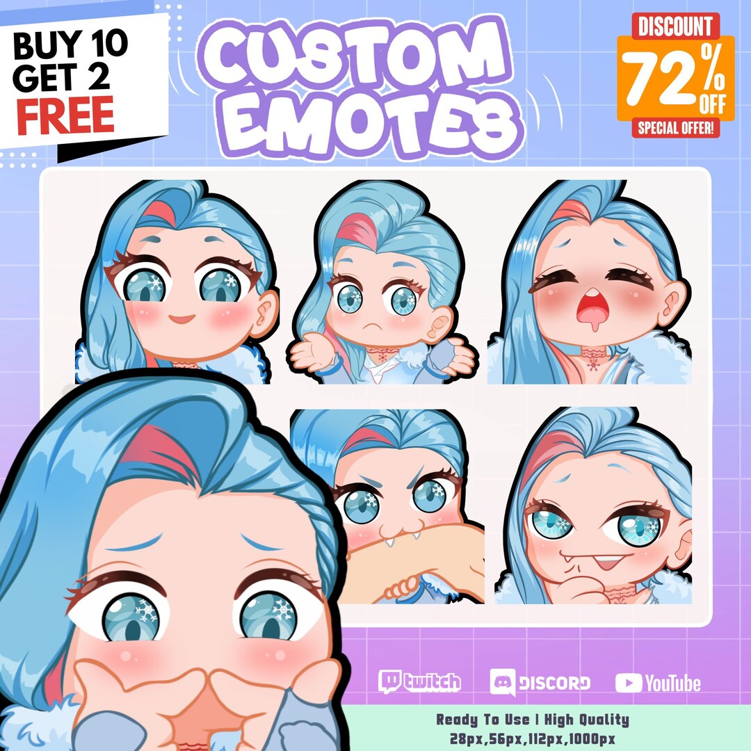 Custom Emotes for Streaming, Cute Chibi Emotes, Custom Emotes, Twitch ...