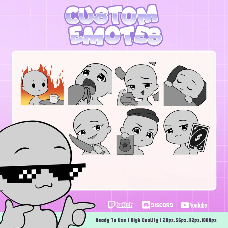 Custom Emotes for Streaming, Cute Chibi Emotes, Custom Emotes, Twitch ...