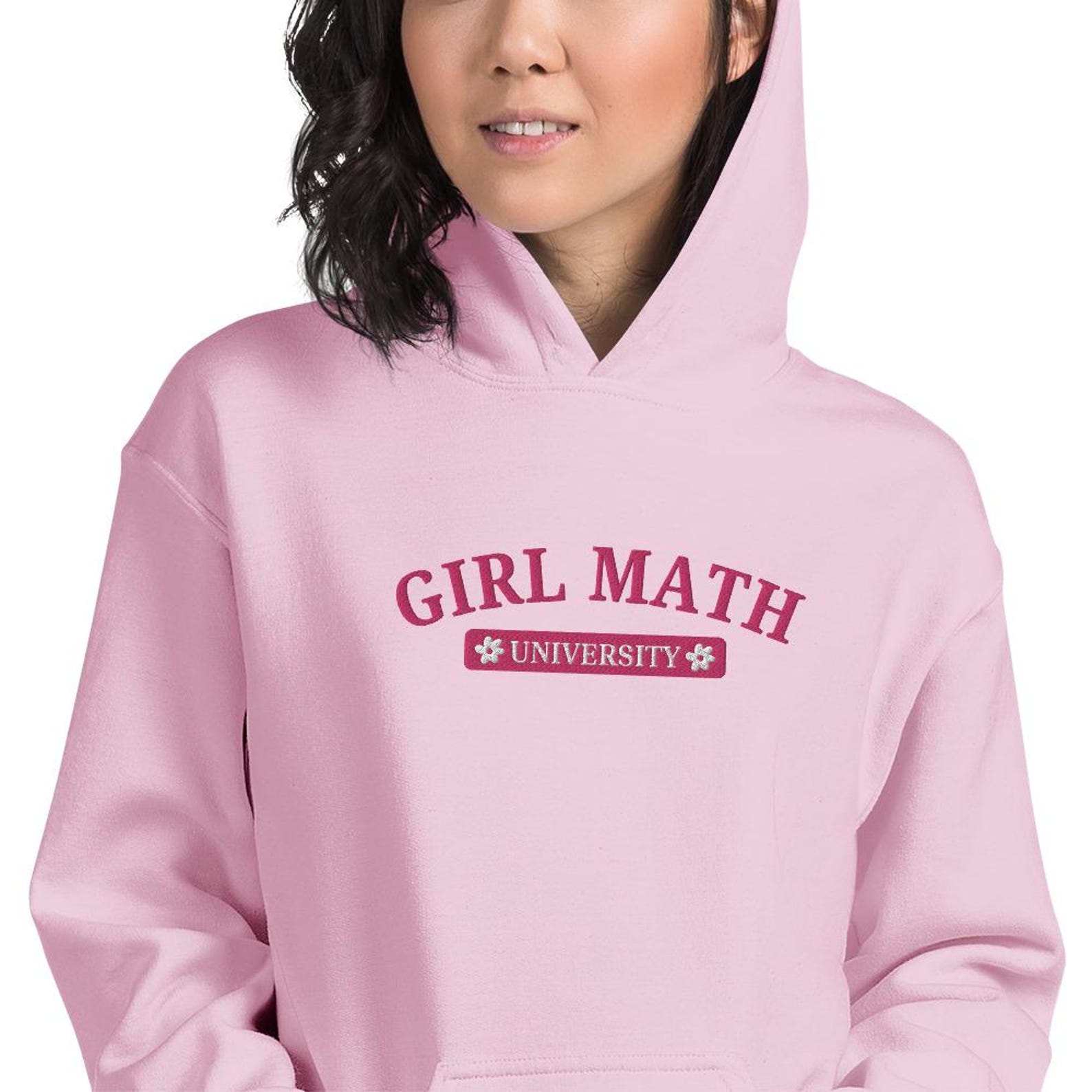 Pink Girl Math Embroidered Hoodie, Girl Math University Hoodie, Gifts ...
