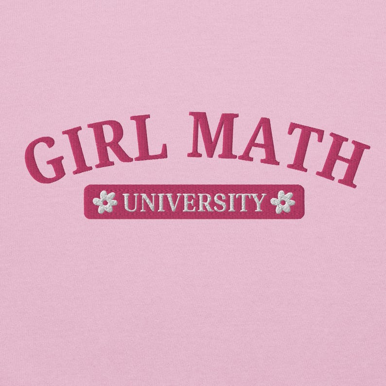 Pink Girl Math Embroidered Hoodie, Girl Math University Hoodie, Gifts ...