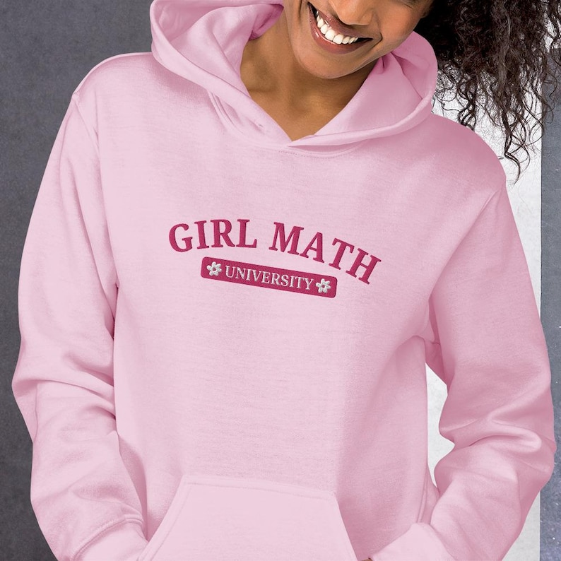 Pink Girl Math Embroidered Hoodie, Girl Math University Hoodie, Gifts ...