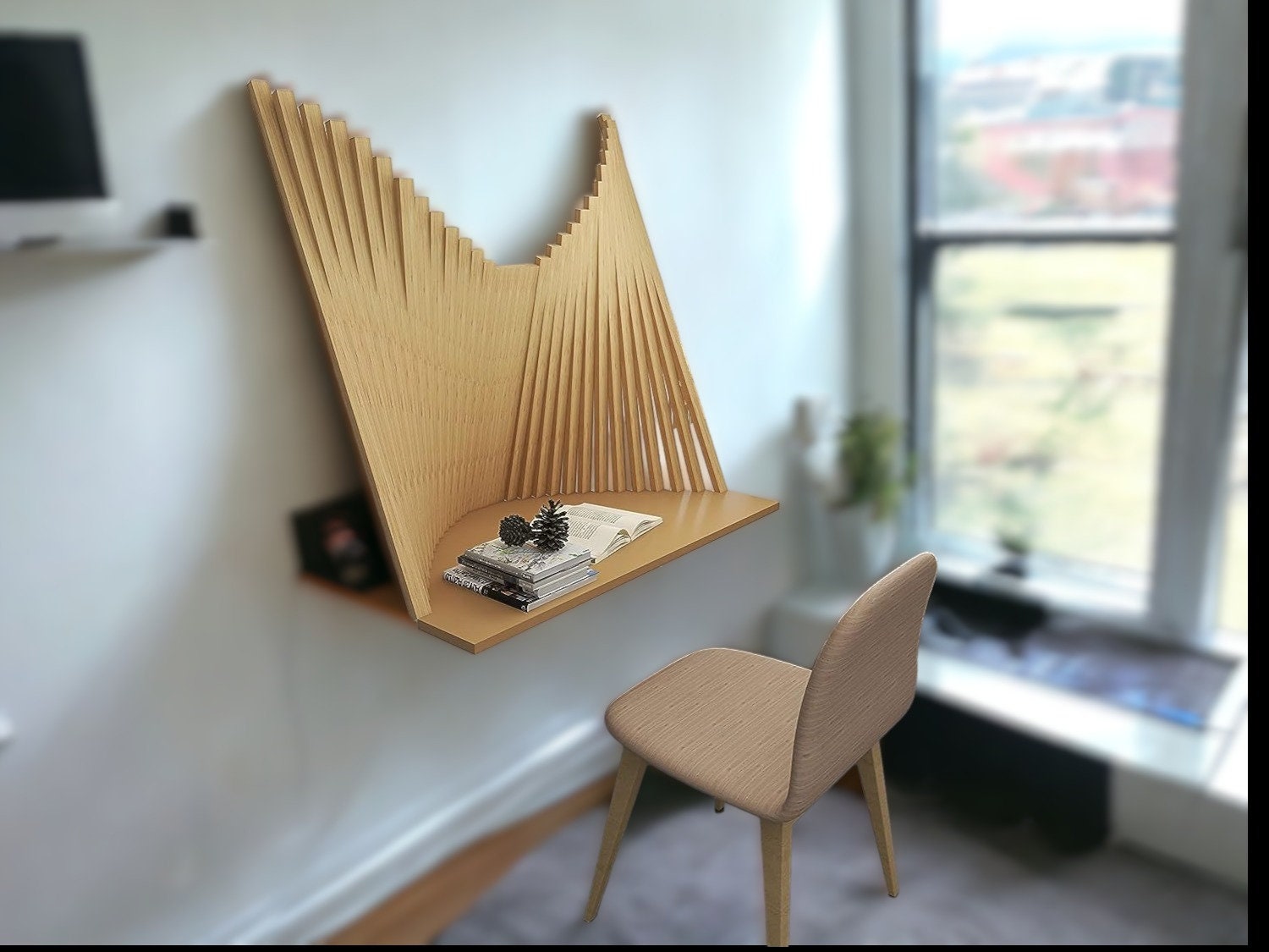 Wooden Wall Mounted Desk Modern Wall Desk, Office Organization, Murphy ...