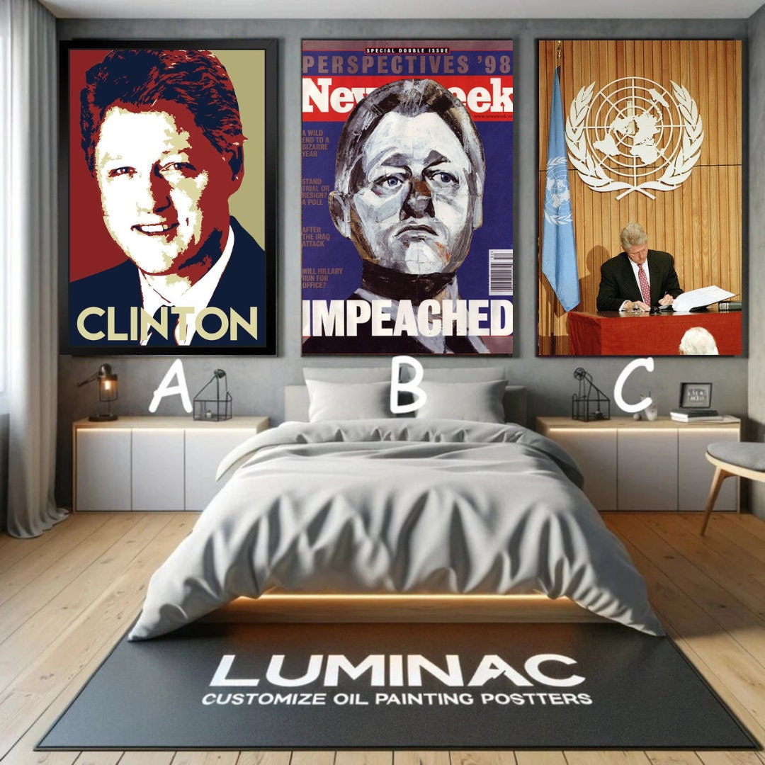Custom Leather Paper Poster Bill Clinton Art Wall Art - Etsy