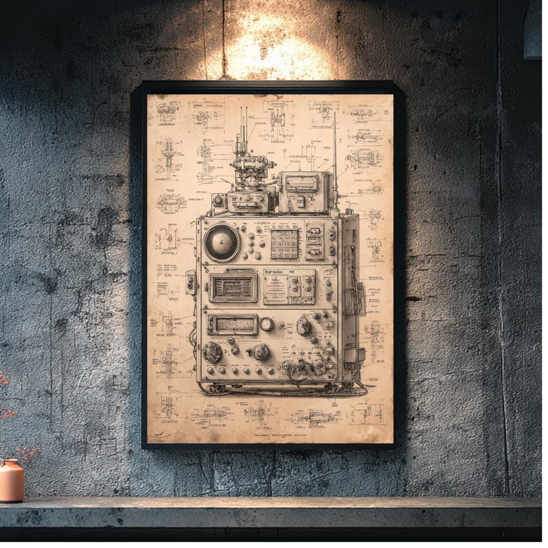 Vintage Military Radio Blueprint – WWII Technical Drawing (digital ...