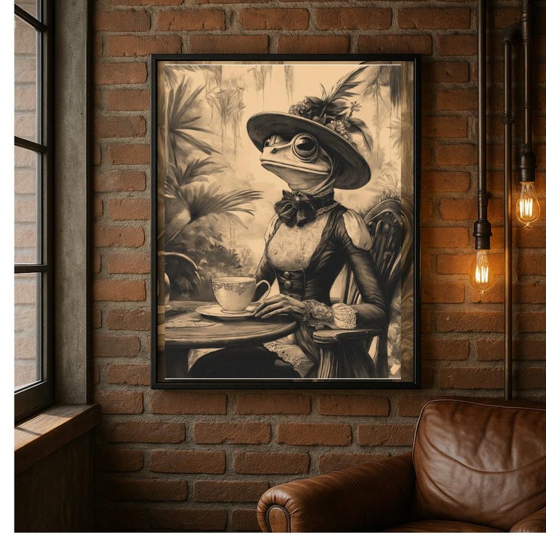 Victorian Frog Lady – Printable Wall Art – Whimsical Animal Portrait ...
