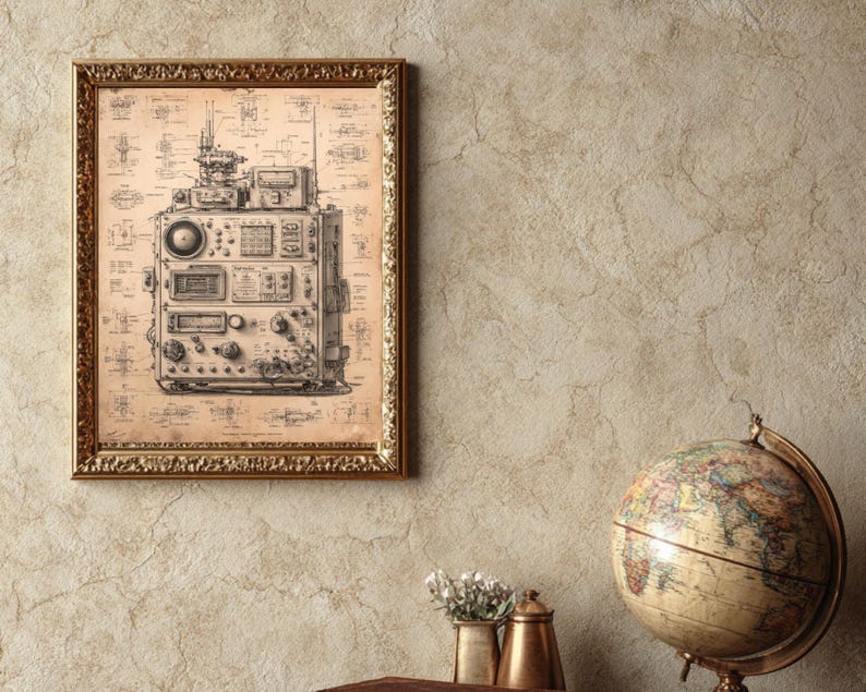 Vintage Military Radio Blueprint – WWII Technical Drawing (digital ...