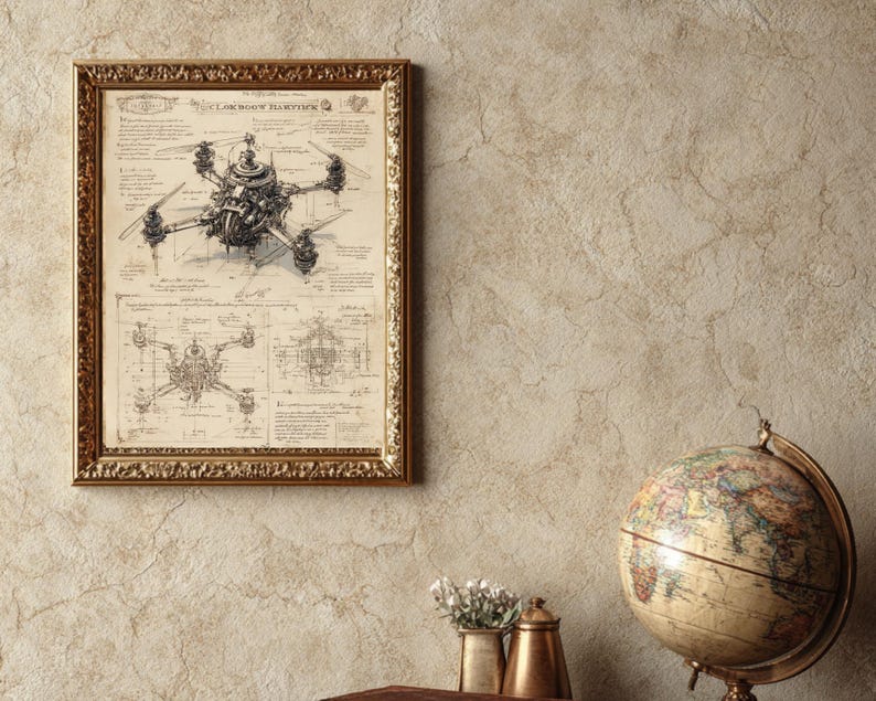 Steampunk Clockwork Hawk Drone Blueprint – Lost Blueprints Digital ...