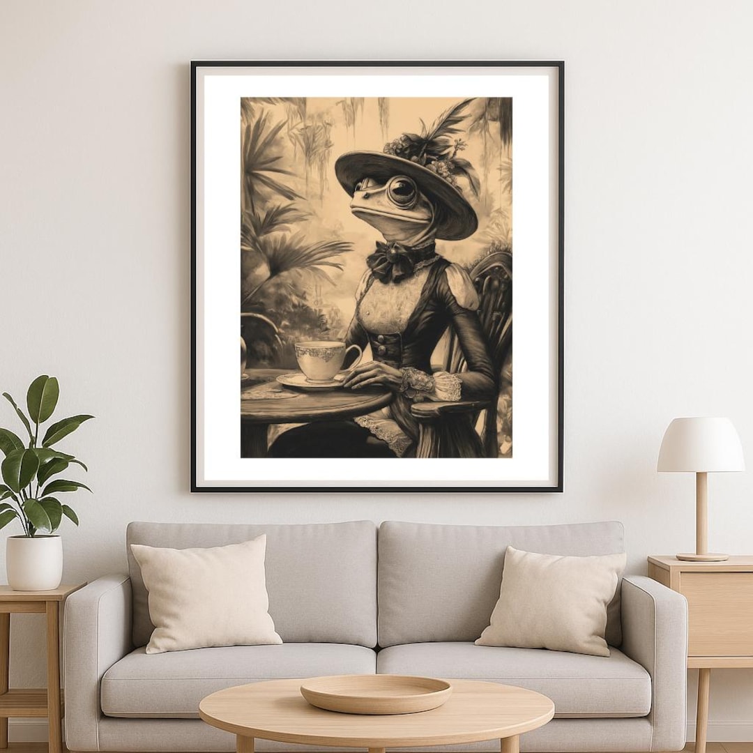 Victorian Frog Lady – Printable Wall Art – Whimsical Animal Portrait ...
