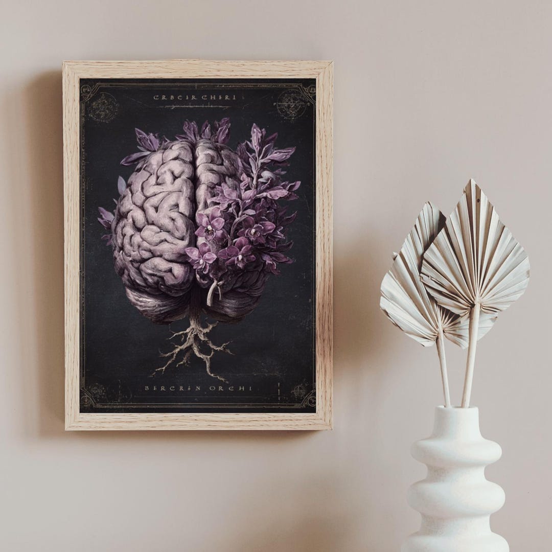 Vintage Anatomical Brain – Dark Academia Gothic Botanical Printable ...