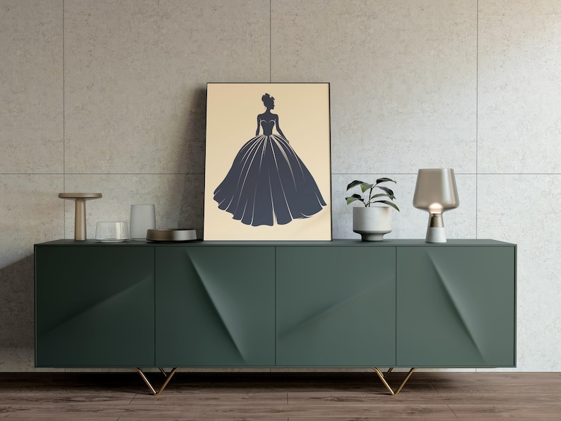 Minimalist Ball Gown Silhouette Print – Elegant Fashion Wall Art ...